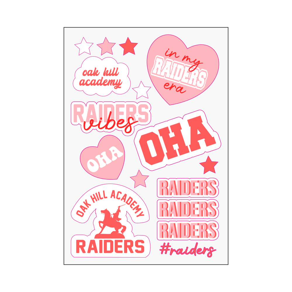 Pink Sticker Sheet – OHA Raiders